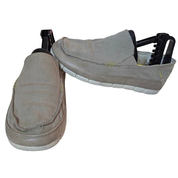 CROCS | Shoes | Crocs Stretch Sole Loafers Mens 9 Beige Khaki Canvas ...